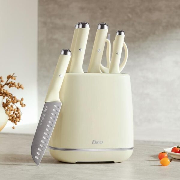5-Piece Stainless Steel Knife Set with Retro Curved Block - Affordable ...