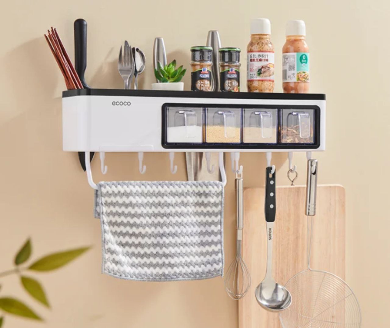 Ecoco Multifunctional Wall-Mounted Kitchen Rack - Affordable Luxury ...